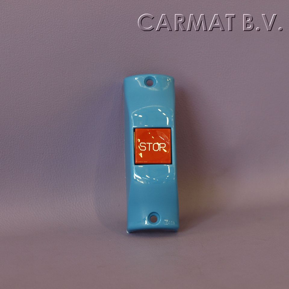 Push button Blue tube mounting, text STOP - 7components