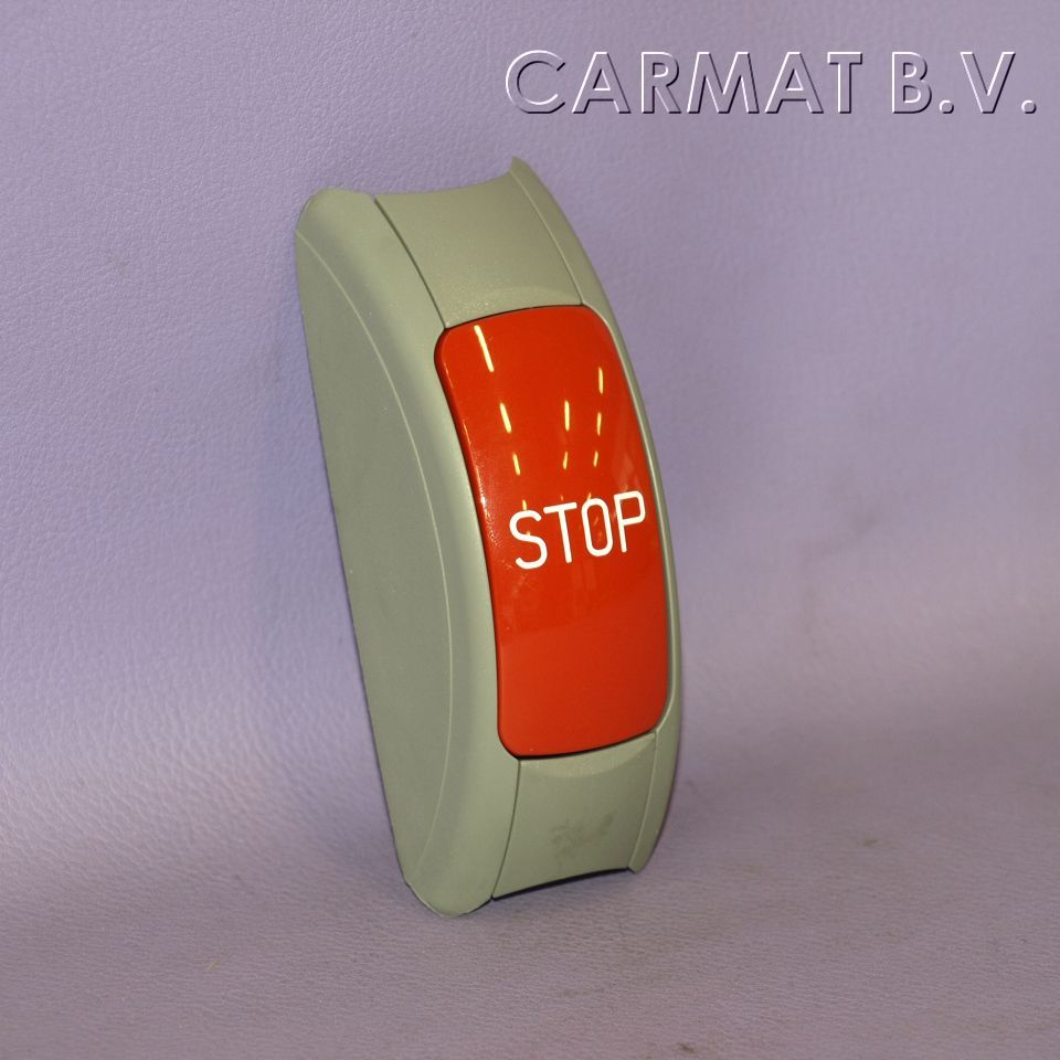 Push button NEW f/ tube, grey house, red button w/ STOP - 7components